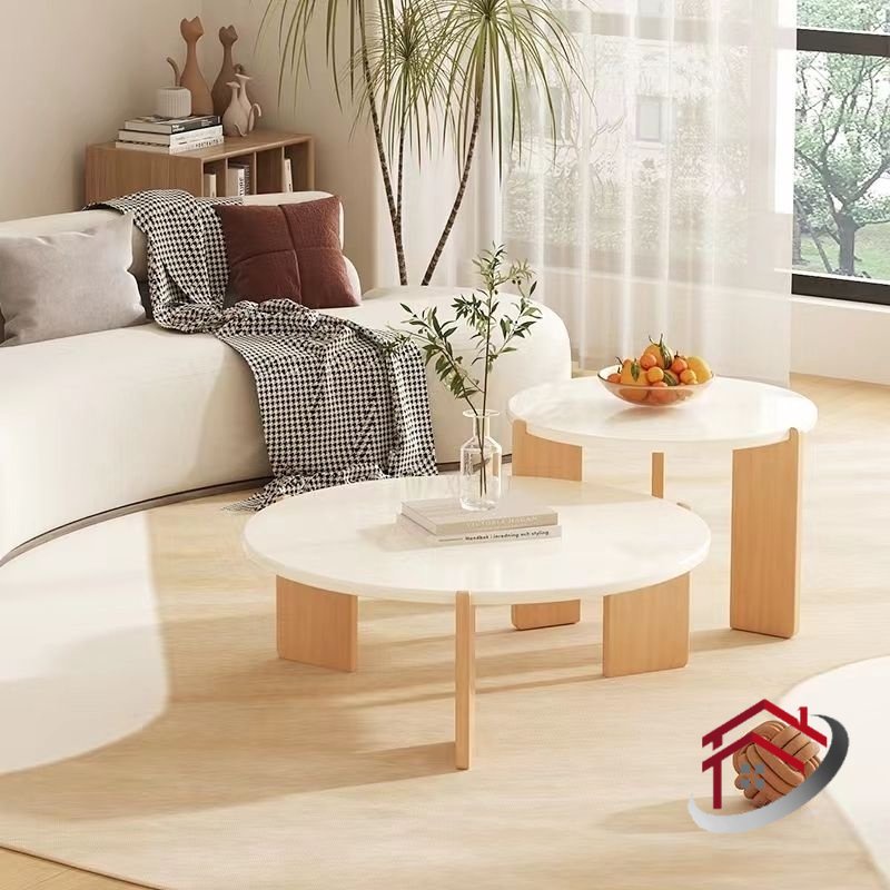 Round Coffee Table Living Room Home Solid Wood Table Nordic Table ...