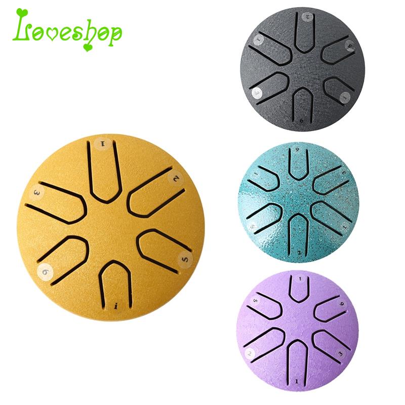 3 Inch 6 Tone Steel Tongue Drum Mini Hand Drums With Drumsticks Percussion Musical Instruments