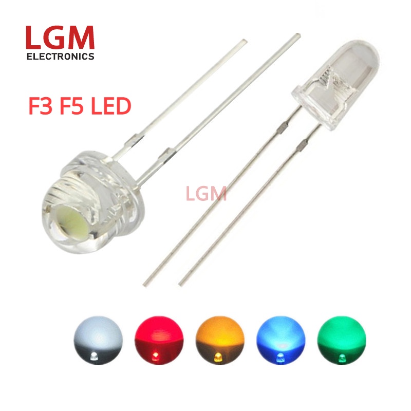 100pcs F3 F5 LED 3mm 5mm LED Transparent Round Super Bright Water Clear Green Red White Yellow ...