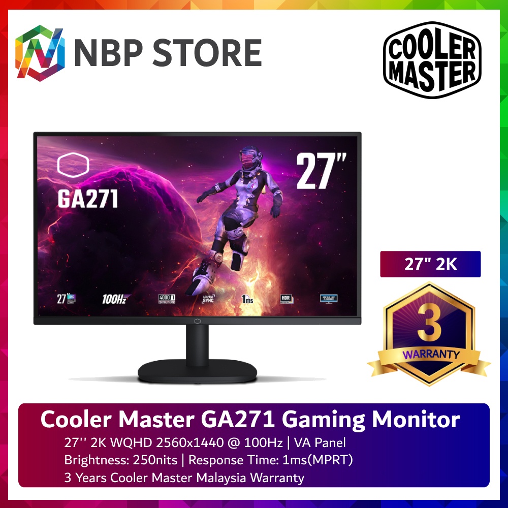 Cooler Master GA271 27" 2K WQHD 100Hz Gaming Monitor (DP, HDMI, 3Yrs Warranty) | Shopee Malaysia