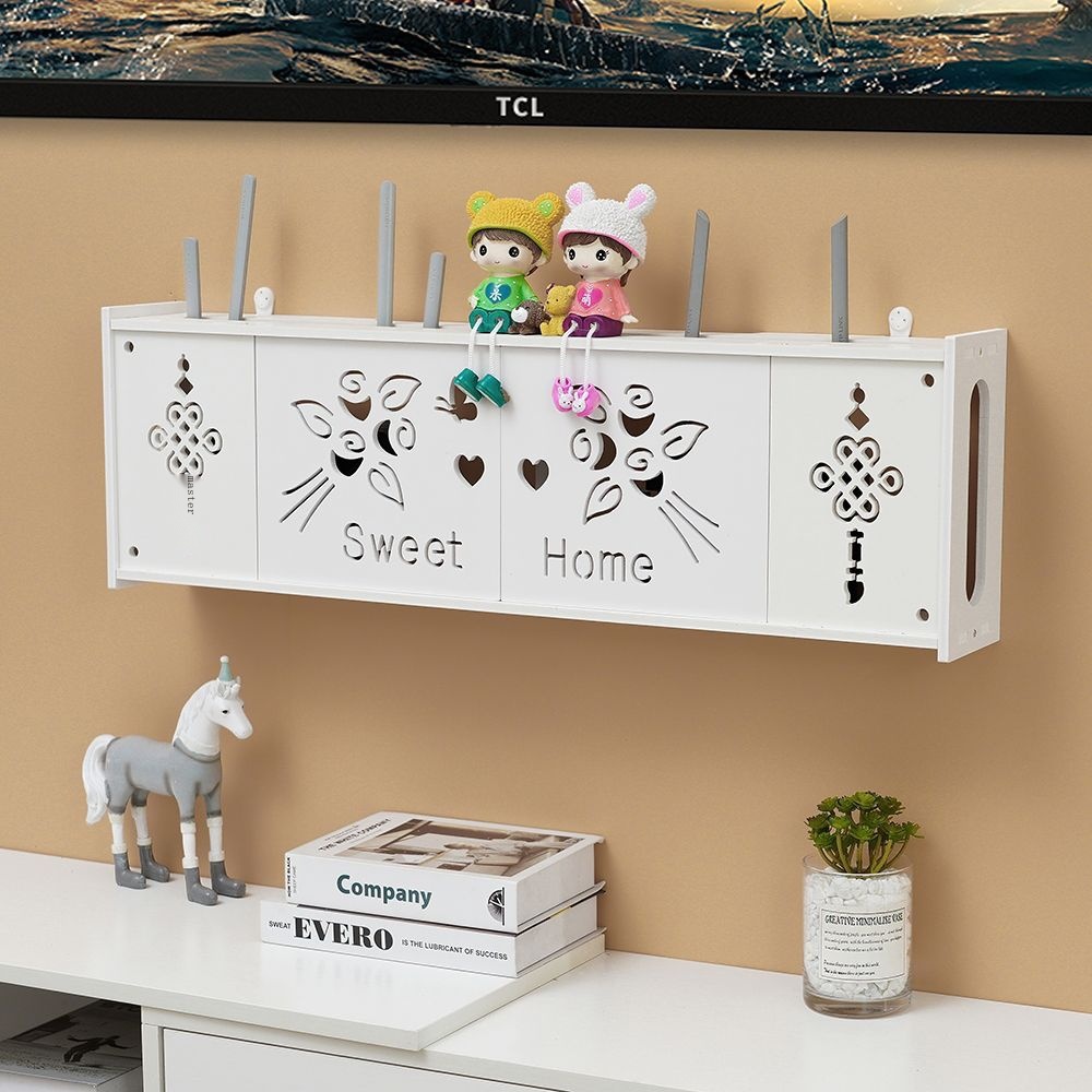 Wireless Wifi Router Storage Box Set-Top Shelf Free Punching Multimedia ...