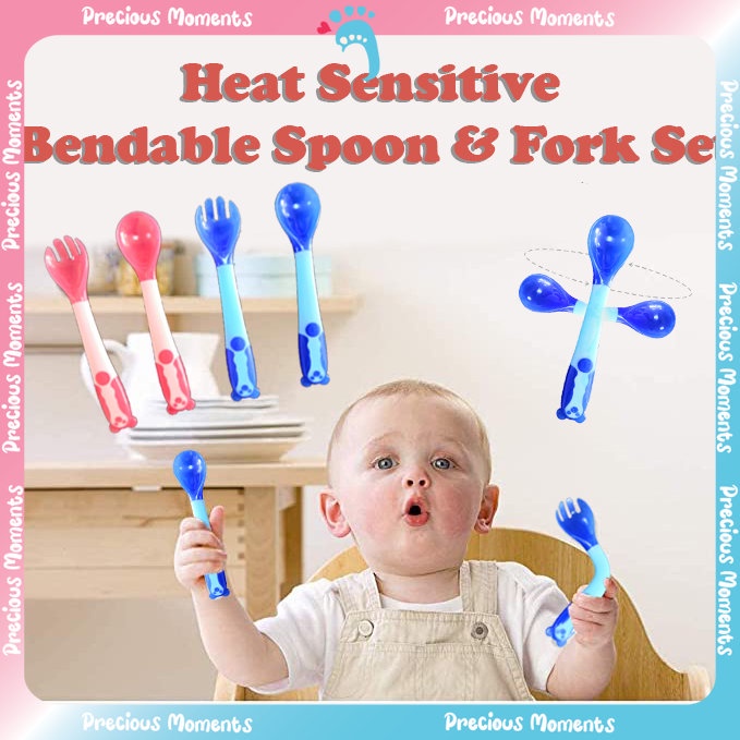 PM Children Heat Temperature Sensing Learn Eating Training Tableware ...