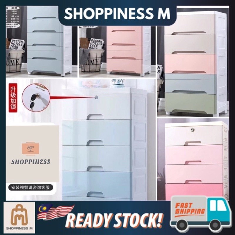 Plastic Cabinet 5 Decker Drawers Pastel Gradient Macaron Colours ...