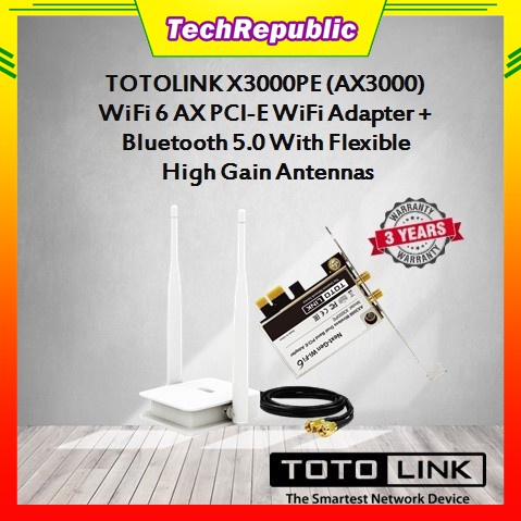 TOTOLINK X3000PE (AX3000) WiFi 6 AX PCI-E WiFi Adapter + Bluetooth 5.0 ...