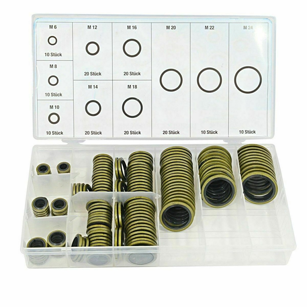 150/100pcs Bonded Seal Sealing Ring Assortment Kit Oil Drain Screw Combined Washer Seal Set M6 ...