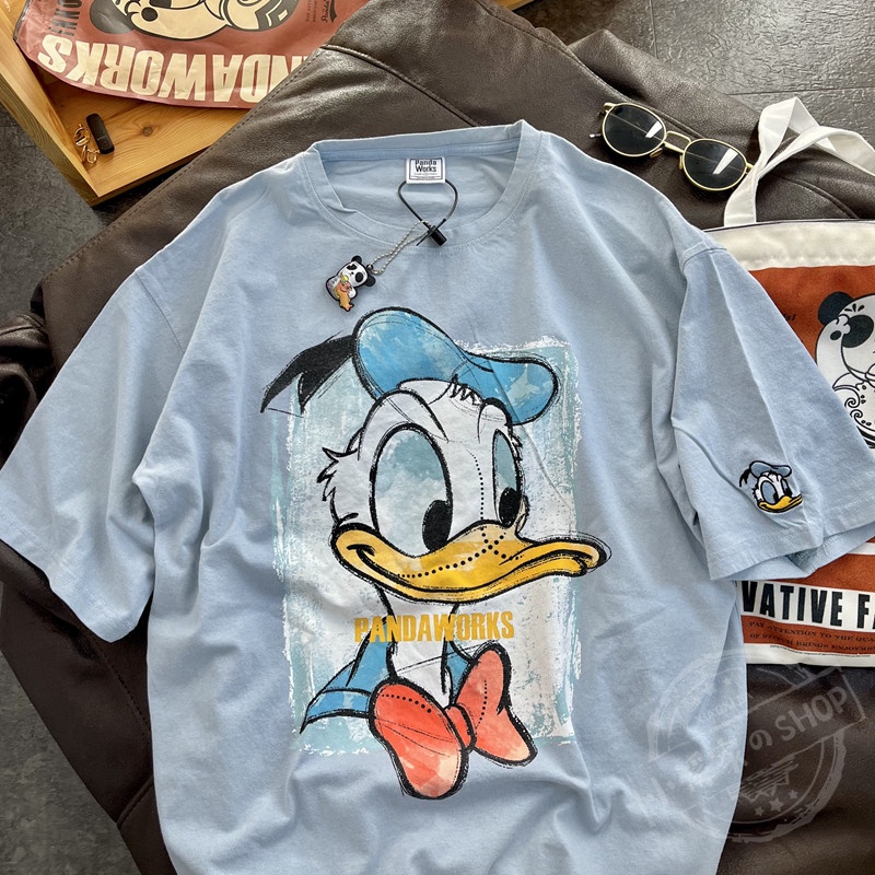 Cartoon Donald Duck Round Neck T-shirt Women's Loose Short Sleeve Top ...