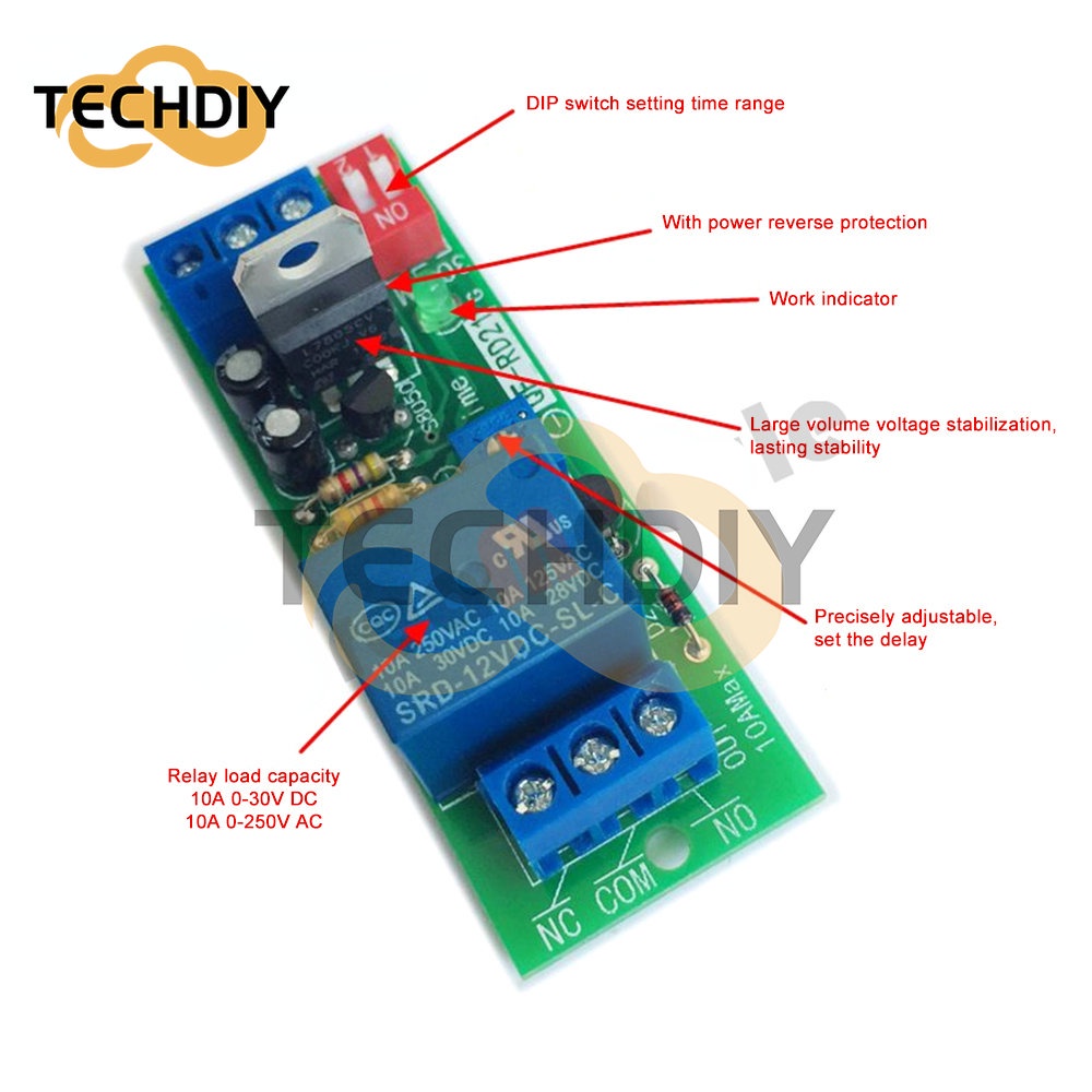 Power-off Delay Relay Module DC 5V 12V 24V Anti-restart Power-off Delay ...