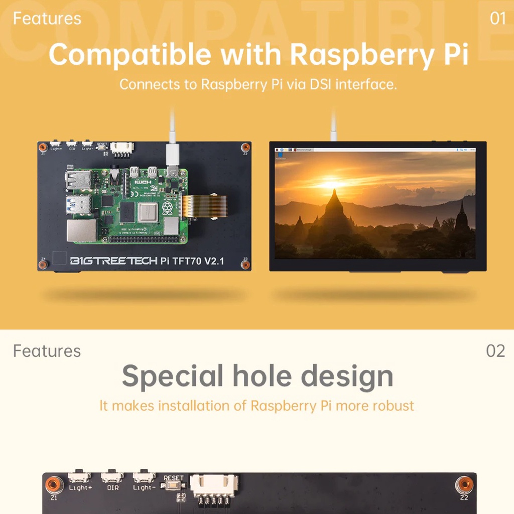 BIGTREETECH PI TFT50 / TFT70 v2.1 DSI Capacitive LCD Touch Screen for Raspberry Pi FDM 3D ...