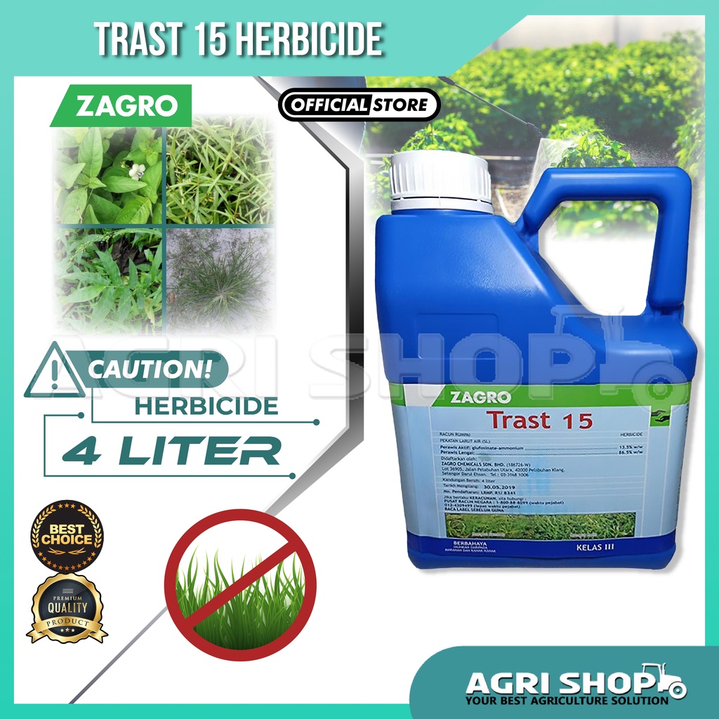 Agrishop 4 Liter ZAGRO Trast 15 Glufosinate Ammonium Herbicide Racun ...
