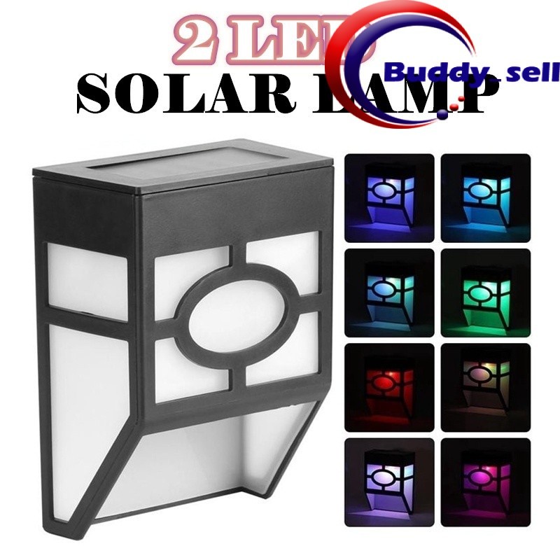 RGB 2 Outdoor LED Warm Light Decor Powered Solar Retro Wall Lamp Light ...