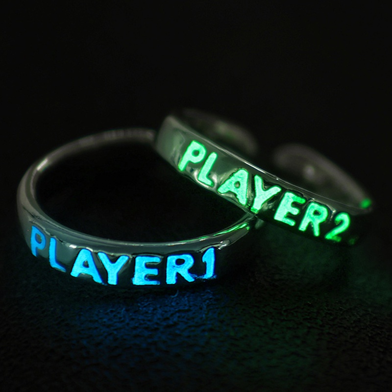 1pair Luminous Rings Women Men Creative Glowing in the Dark Player 1 2 ...