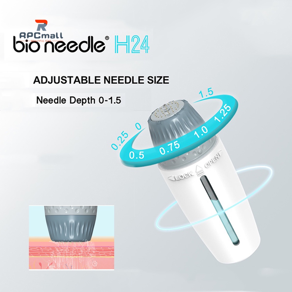 Bio Needle H24 Pins Adjustable Length Titanium Microneedling Hyaluronic ...