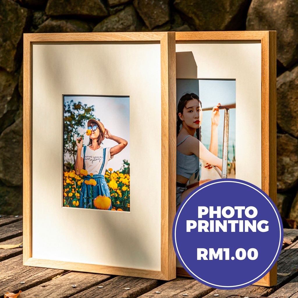 Premium Quality Wall-Mounted Picture Frame with Real Wood and White ...