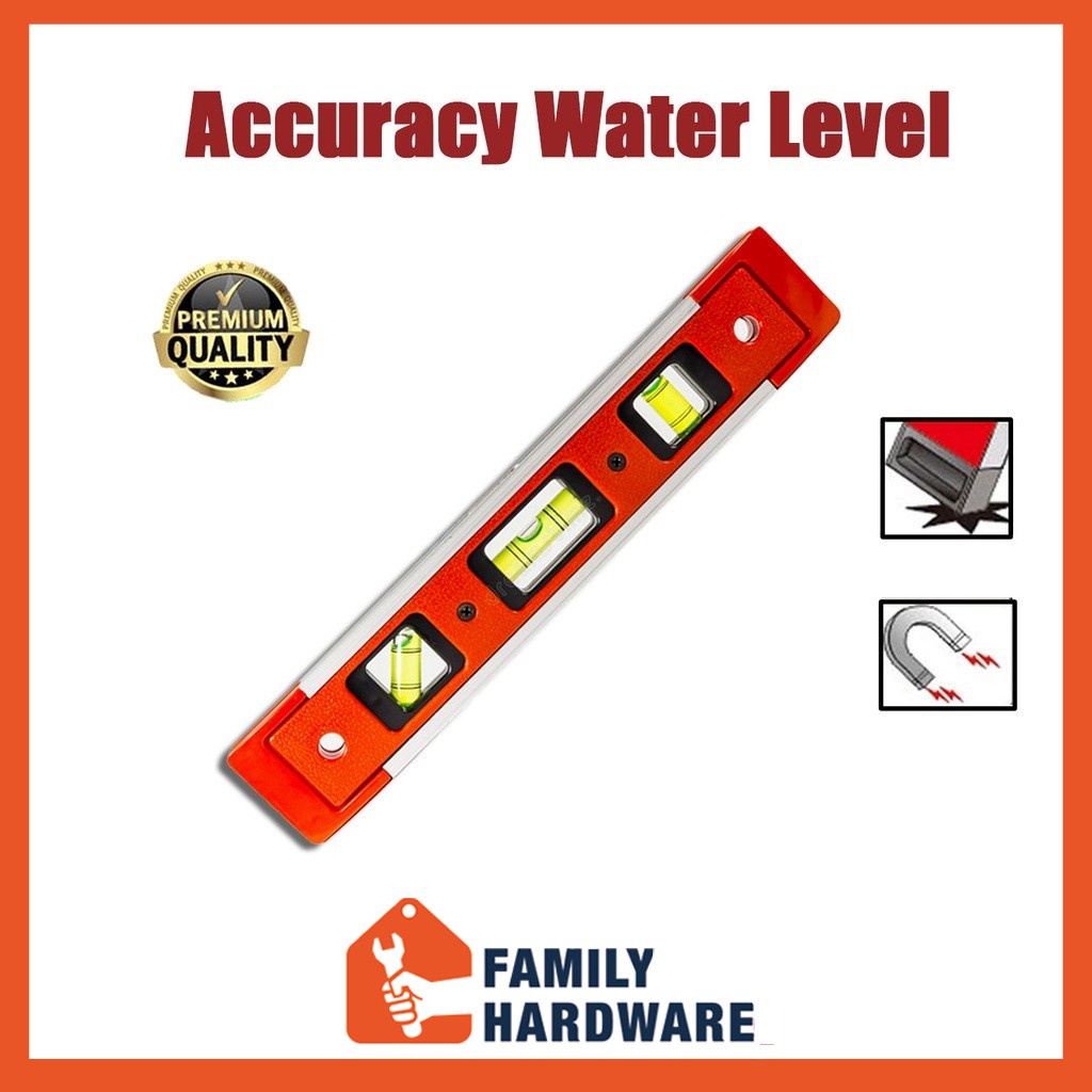 9" Magnetic Water Level Spirit Water Level 230mm Penimbang Air 磁性平水测 ...