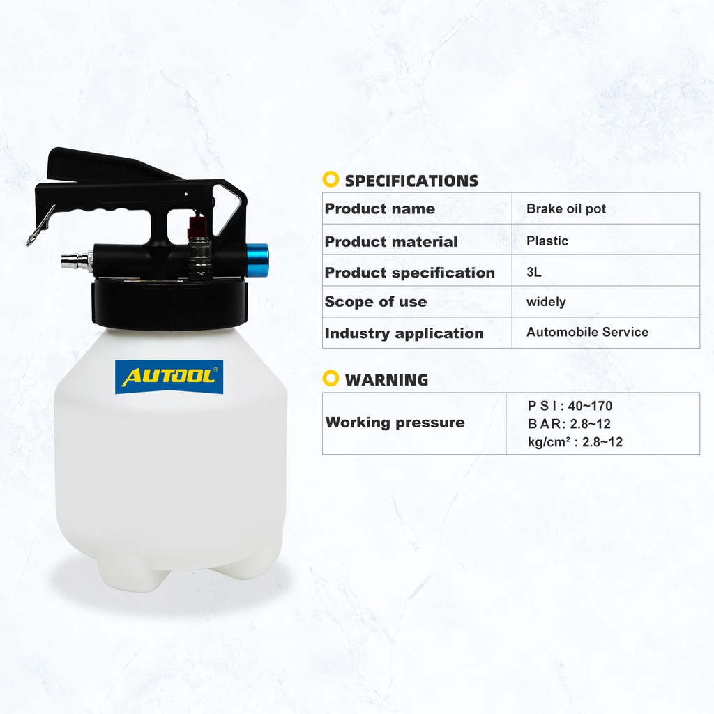 AUTOOL 3L Pneumatic Brake Bleeder Pumping Fluid Pump Kit Oil Change Purge Tank Tubes Repair ...