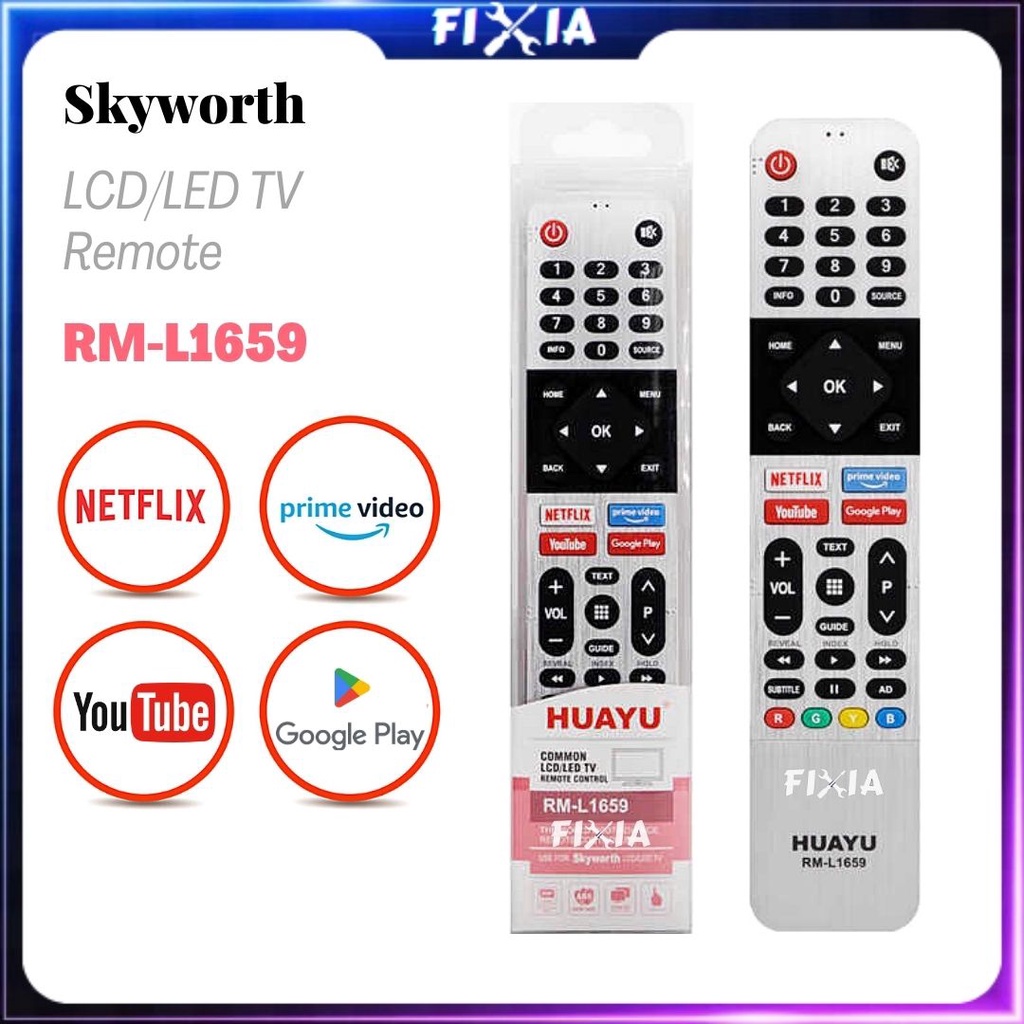 Skyworth Huayu RM-L1659 Universal LCD/LED Flat Panel Smart / Android TV 3D Television Remote ...