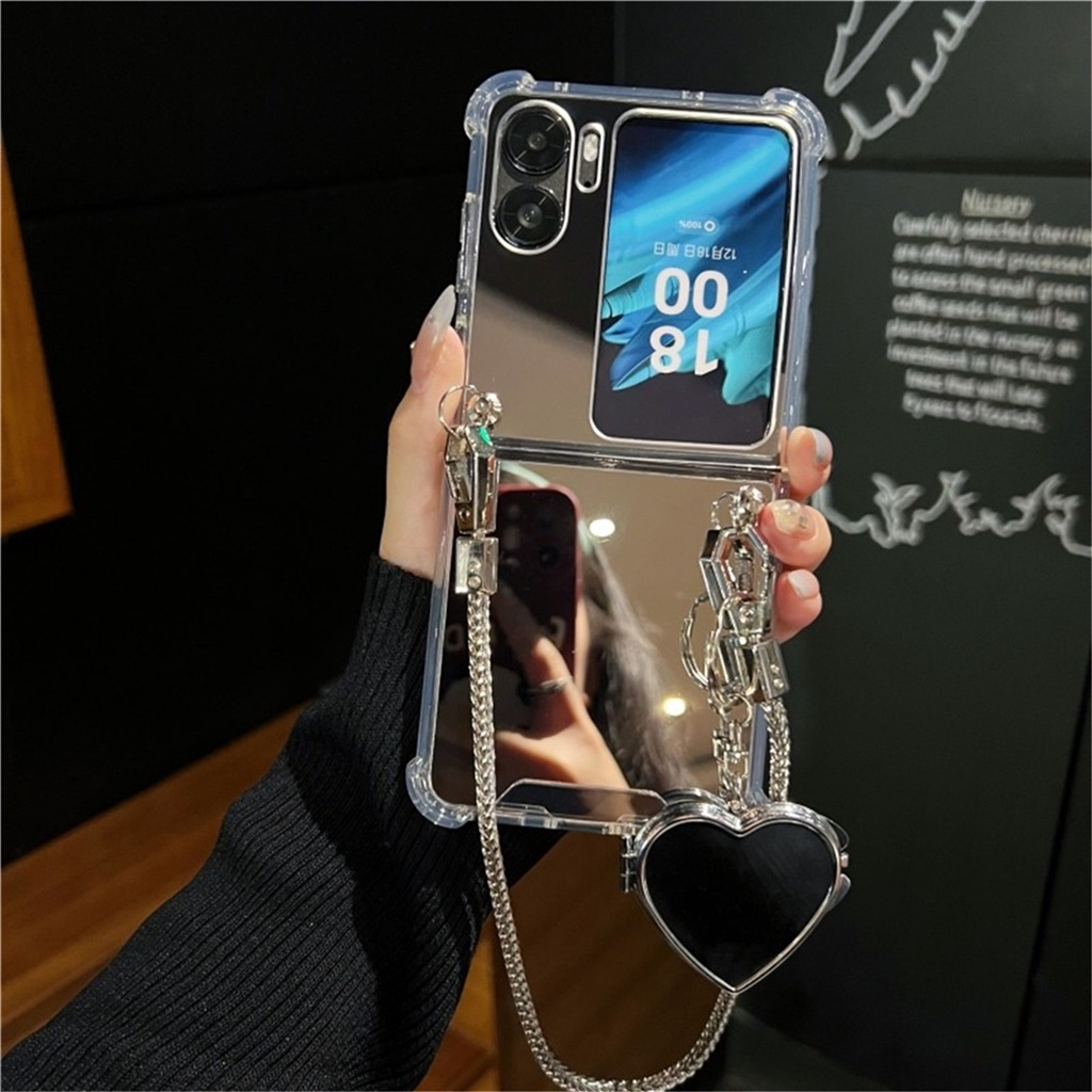 Luxury Korean 3D Love Heart Mirror Silver Metal Bracelet Chain Case for ...