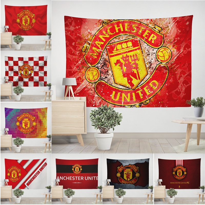 Manchester United Logo Tapestry Football Club Polyester Wall Tapestries ...