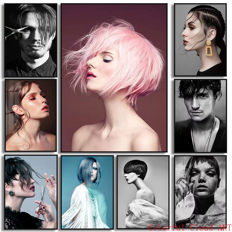 Hair Salon Hairstyle Model Poster Hairdresser Canvas Painting Prints ...