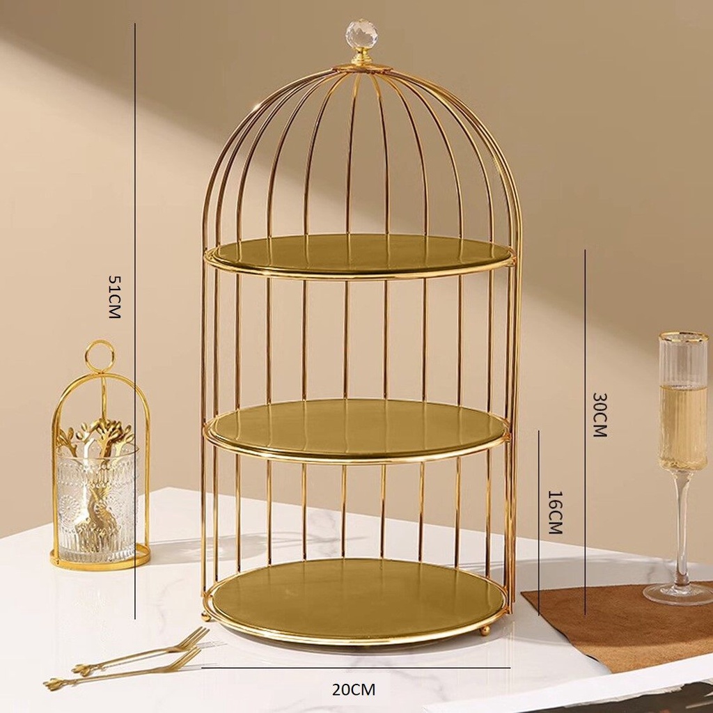 Romantika GOLD DESSERT TRAY Iron Birdcage Cake Stand Dessert Rack ...