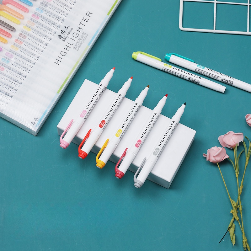 5 Colour Double-Headed Light Series Fluorescent Highlighter,Fresh and ...
