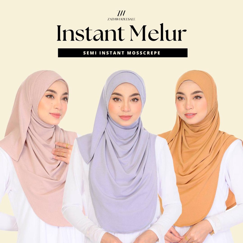 Instant Shawl Curve Melur Swift Plain 1Muka Semi Ironless Hijab ...