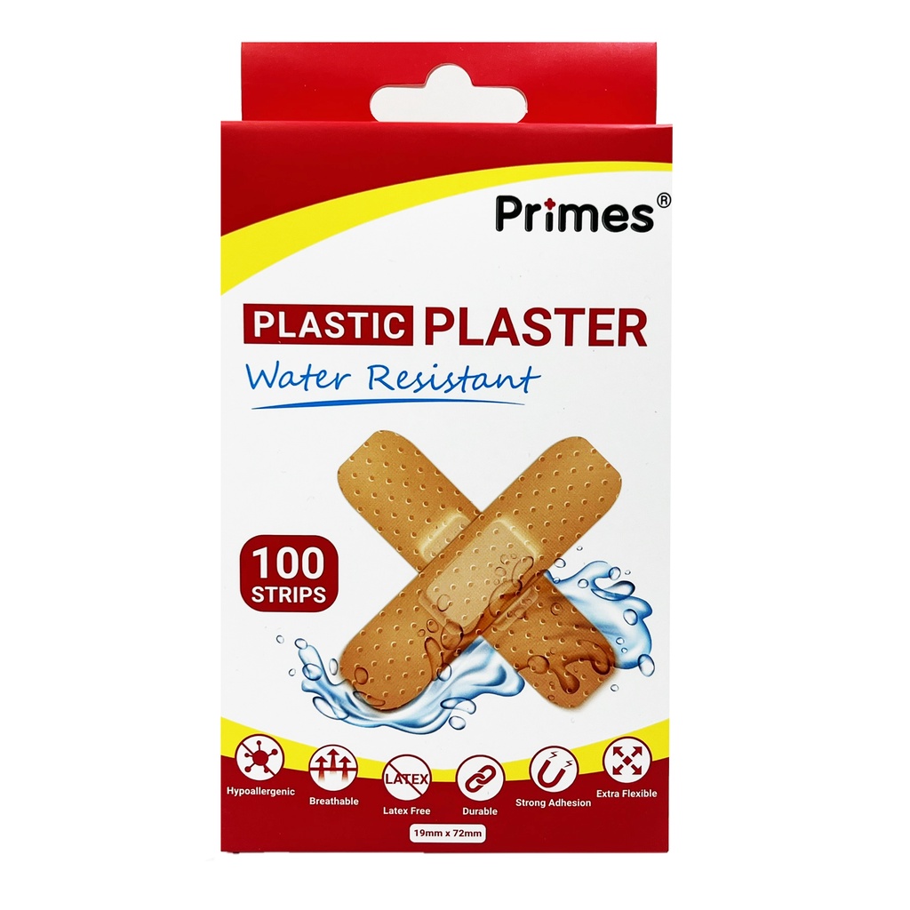 Primes Plaster - Plastic [Water Resistant] / Fabric [Elastic] 100strips ...
