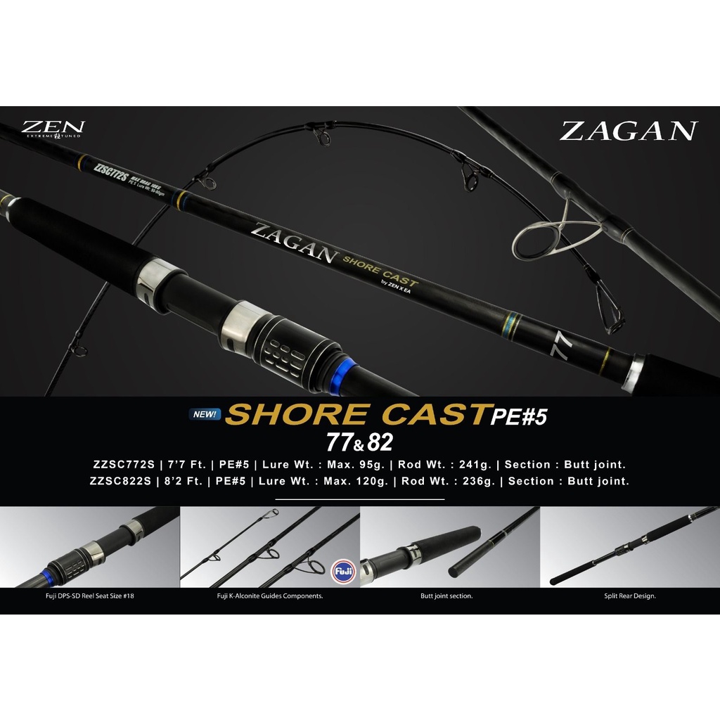 ZEN ZAGAN Shore Cast Spinning SW Pe5 ( 7`7 / 8`2 ) Fishing Jigging Rod ...