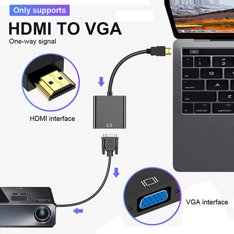 HDM To VGA Converter Video Audio Aux Adapter Male To Female with Power ...