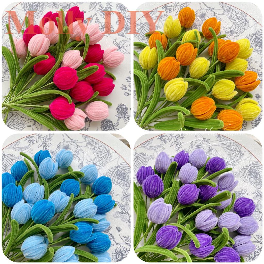 ⚡️Fast Delivery⚡️扭扭棒花束Tulip Bouquet Encrypted Pipe cleaner flowers DIY ...