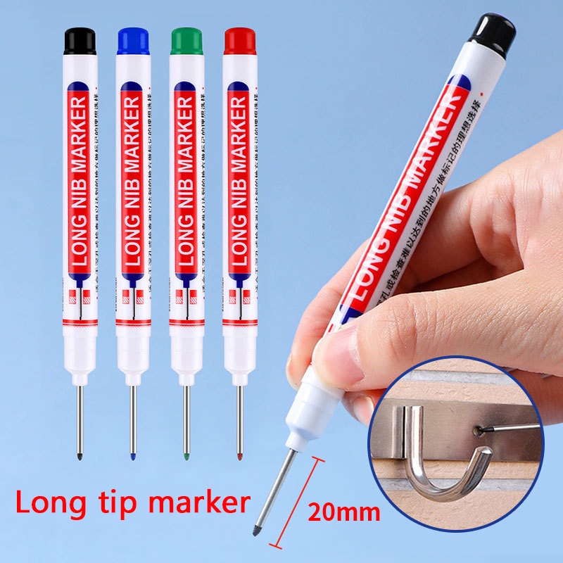 20mm Long-Tip Marker Pens Deep Hole Marker Woodworking White Oil Marker ...