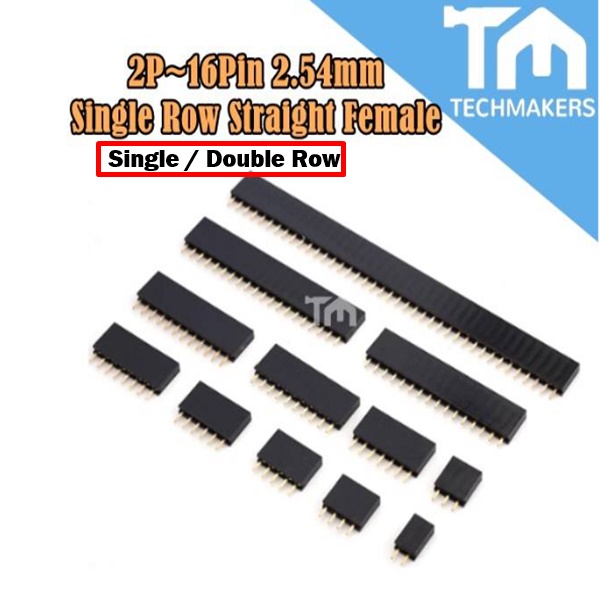 2P/3P/6P/10P/14P/15P/16P Pin Way 2.54mm Single/Double Row Straight Female Pin Header Strip ...