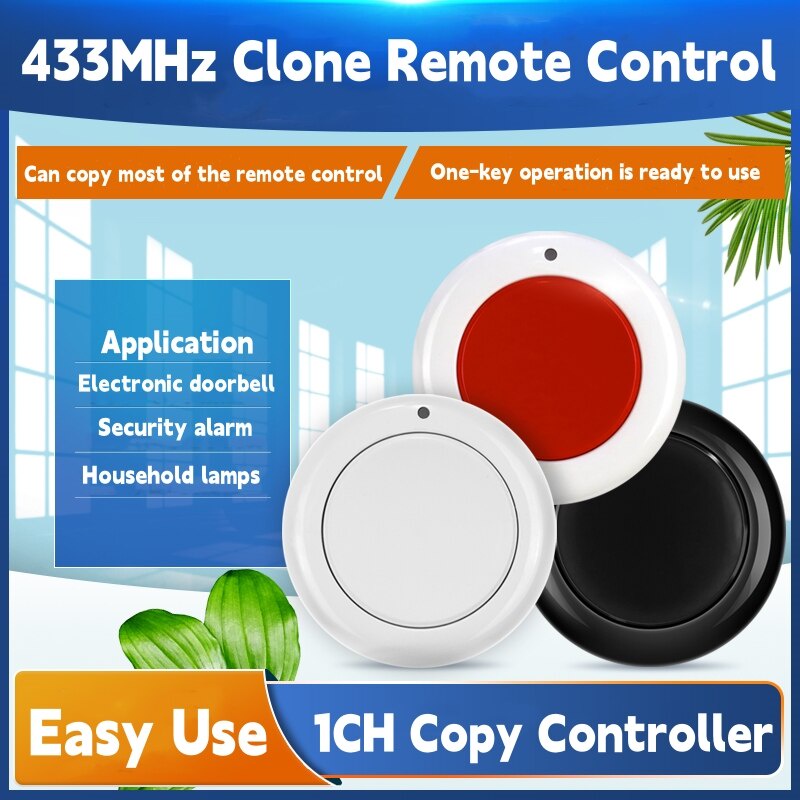 433MHz Cloning Code Transmitter Auto Copy 1CH Remote Control Electric Garage Door Opener Remote ...
