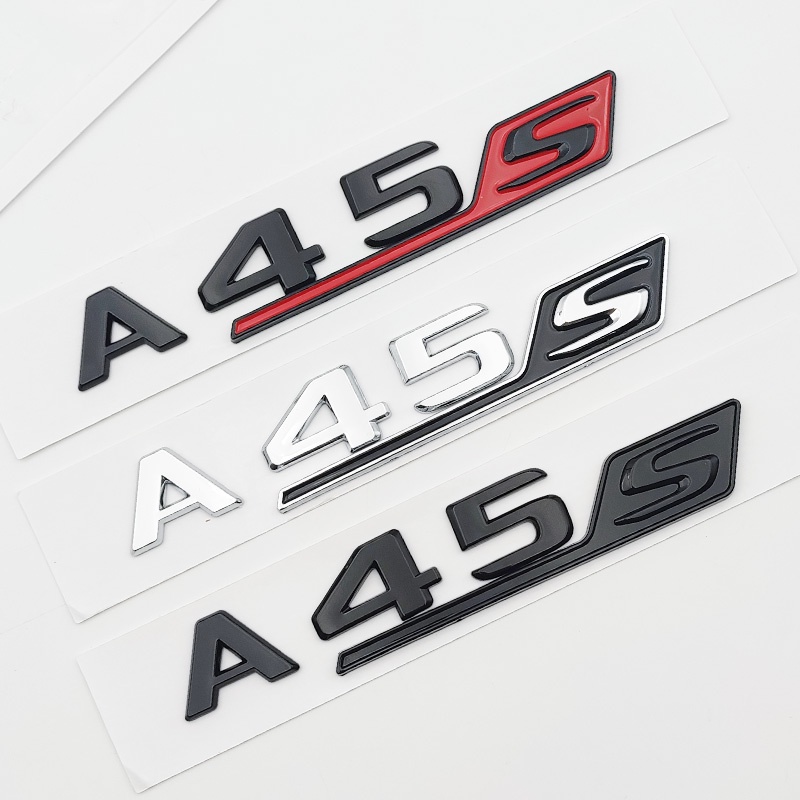 3D ABS Red Black Chrome Car Letters Rear Trunk Badge Sticker A45S ...