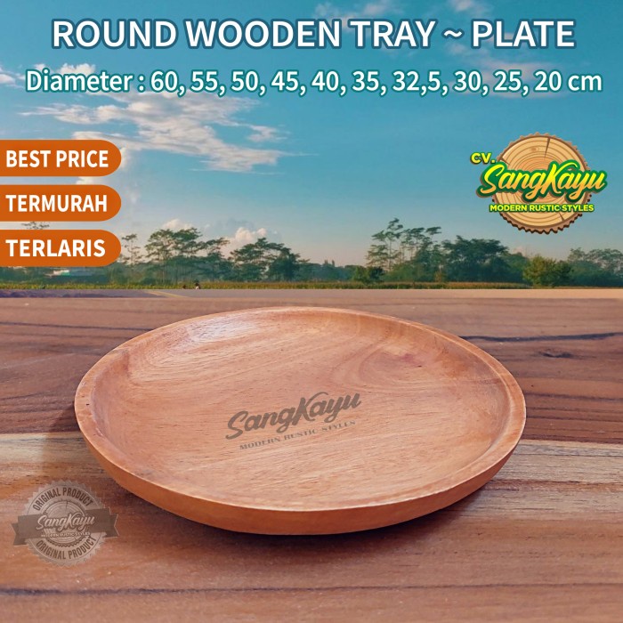KAYU 20-60cm Round Wooden tray Large tray Wooden Plate tray - 20cm ...