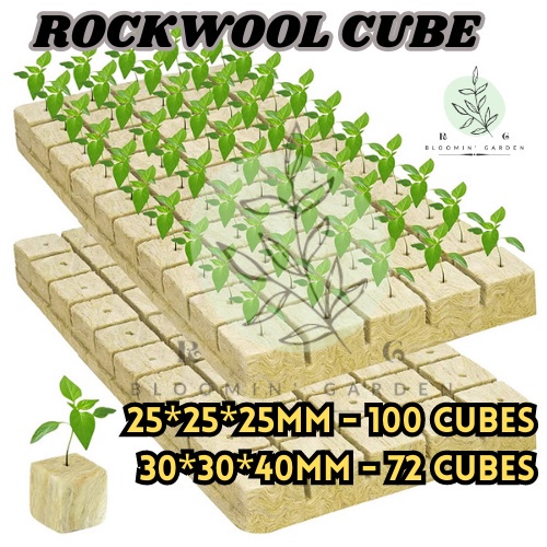 72/100 Cubes Rockwool Aquaponic Germination Rockwool Hydroponic Rockwool with Holes Hydroponik ...