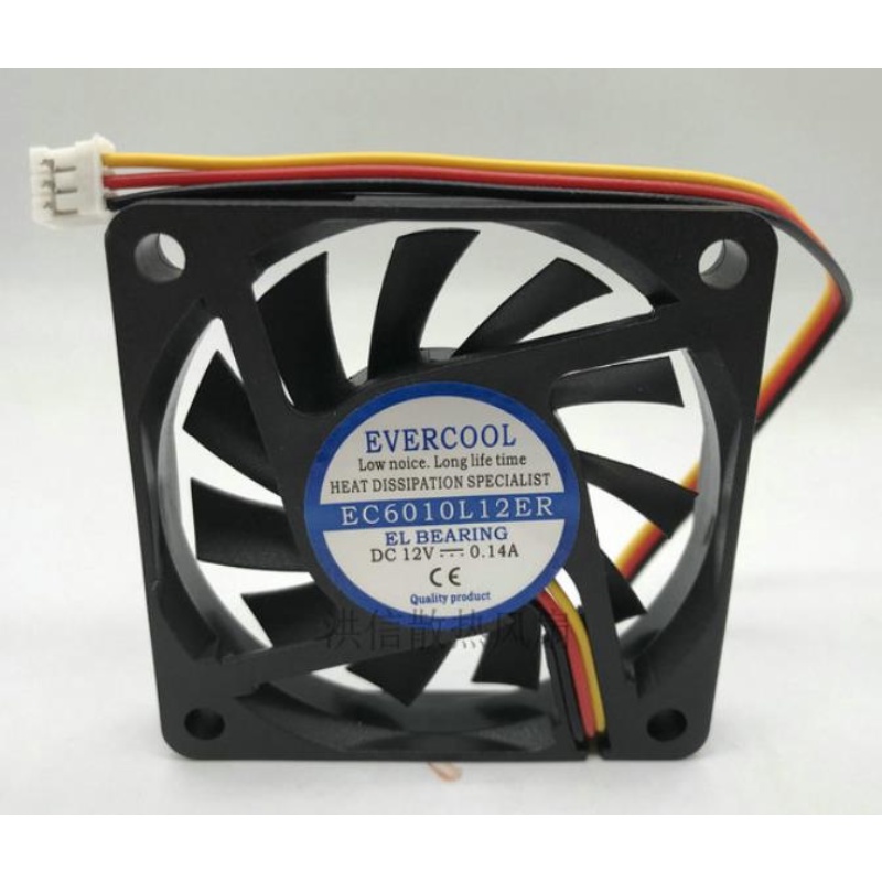 Original New CPU Fan for EVERCOOL EC6010L12ER DC12V 0.14A 3-wire Silent Cooling Fan | Shopee ...