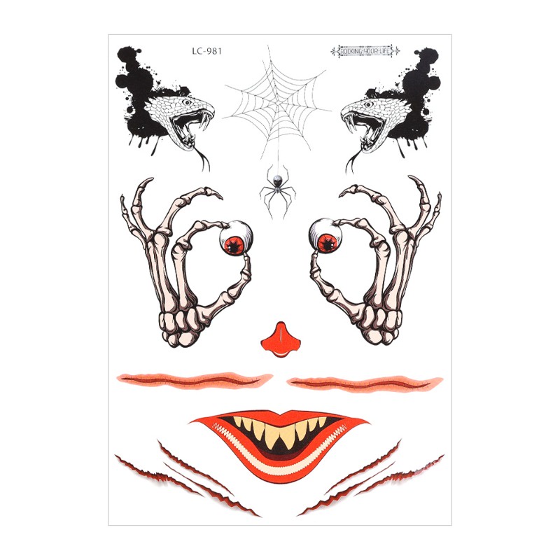 1/5 Sheets Waterproof Facial Makeup Sticker Special Face Spider Web ...