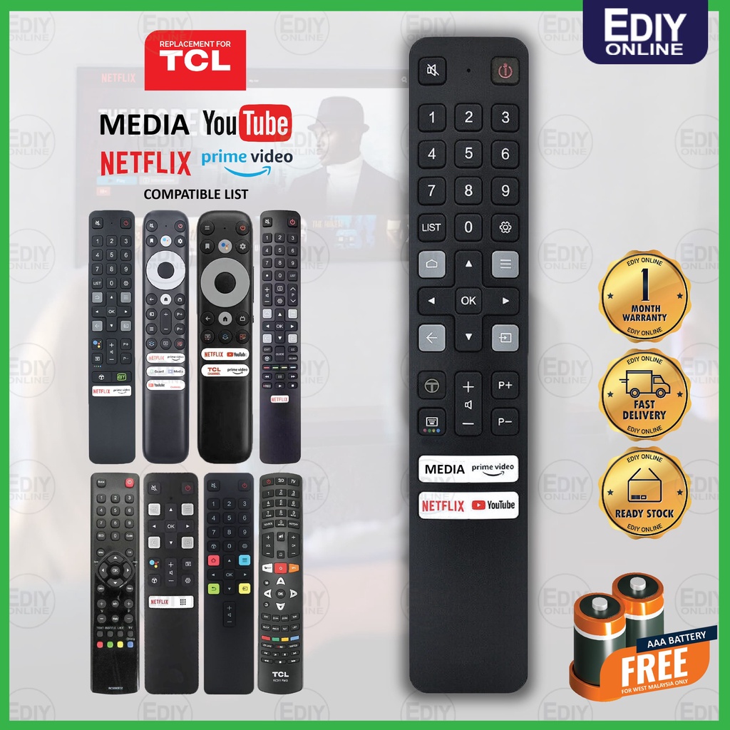 UNIVERSAL FOR TCL SMART TV REMOTE CONTROL RC901V FMR1 FMR6 RC902V ...