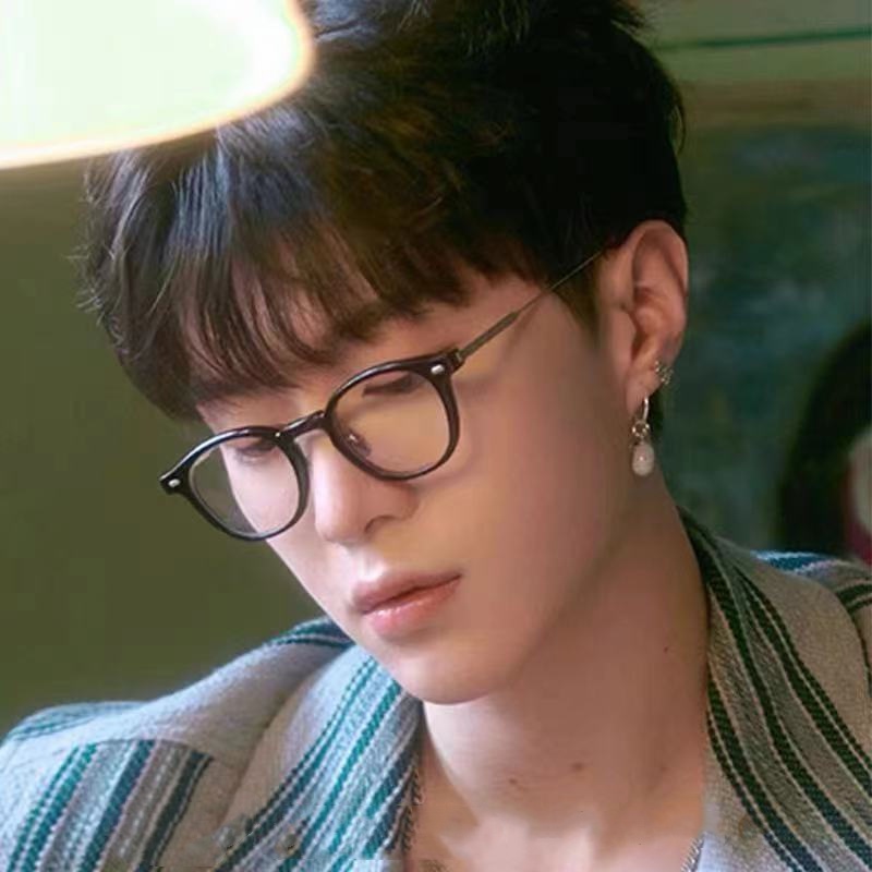 2023 New Korean TR90 Retro Round Frame Flat Mirror Mesh Red ins Anti Blue Light Glasses | Shopee ...