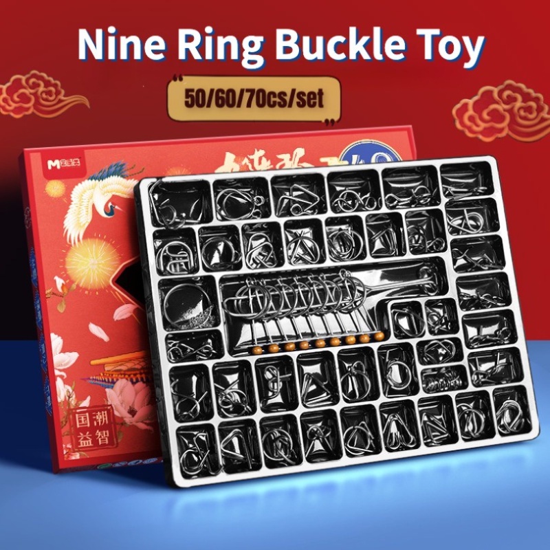 【In Stock】70pcs/set Chinese Solution Nine Ring Buckle Educational Toys ...