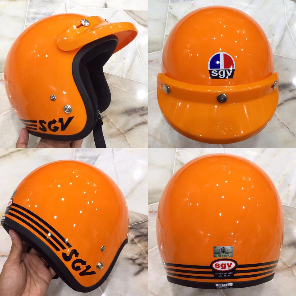 Original SGV Trendy Orange SGV Warna Oren Motorcycle Helmet Topi Dewasa ...