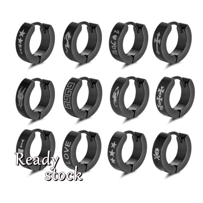 #Y6 Single Earring Men Fashion Cool Simple Earrings Boy Ear Button ...