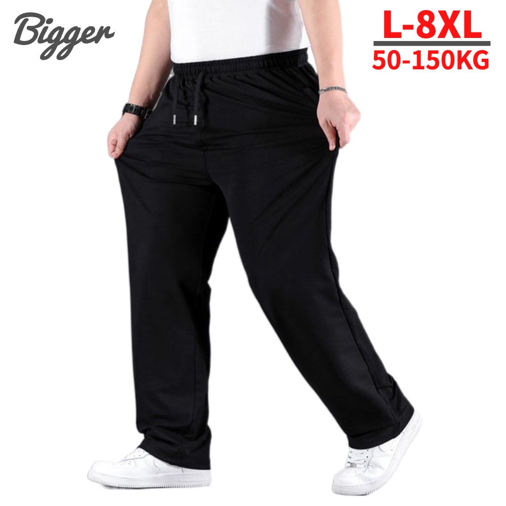 10XL 150KG Business Men Black Elastic Waist Formal Trousers Oversized Loose Male Classic Casual ...
