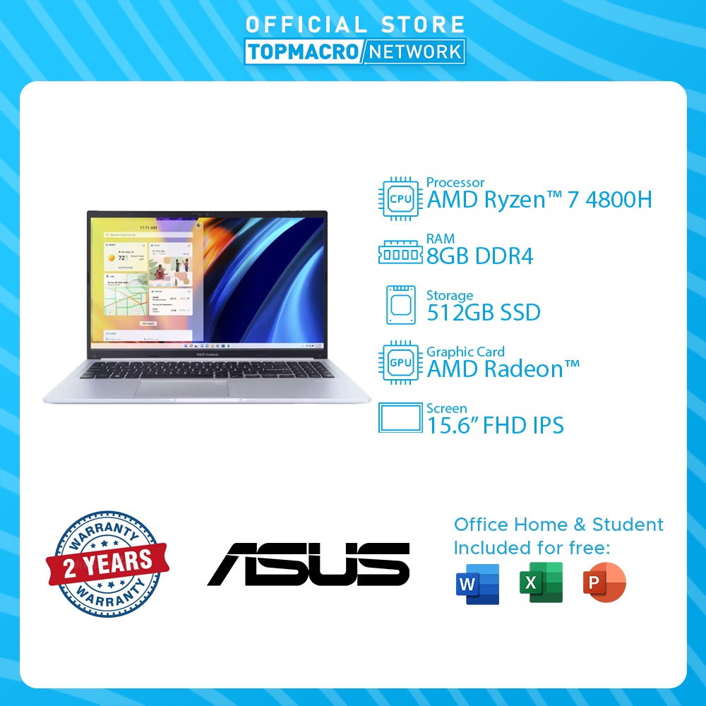 ASUS M1502I-ABQ274WS (R7-4800H/8GB/512GB/15.6"/SILVER/W11/2YRWS ...