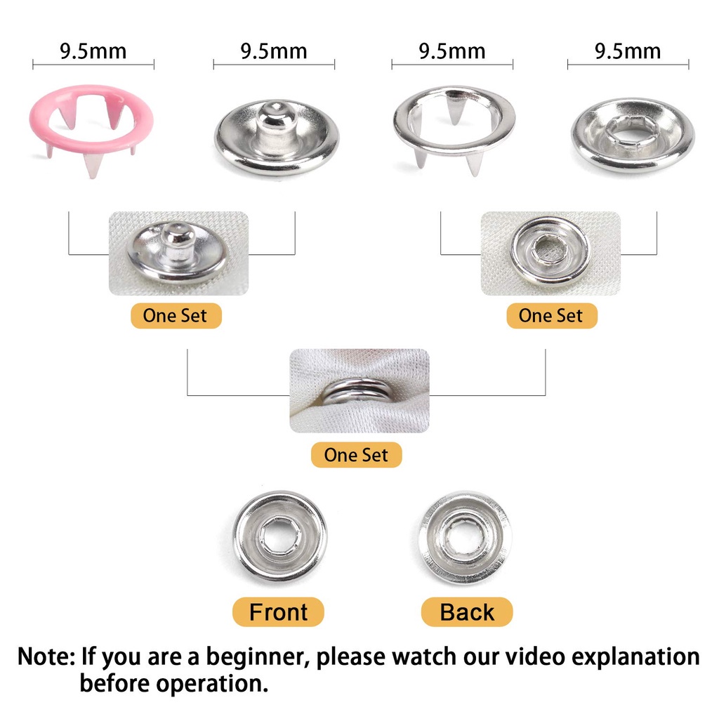 🇲🇾 READY STOCK Metal Snap Button Plier Tool 100/200 Pcs Set Thickened ...