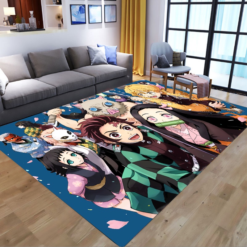 Demon Slayer Bathroom Carpet Anime Kamado Tanjirou Flannel Rug Living ...