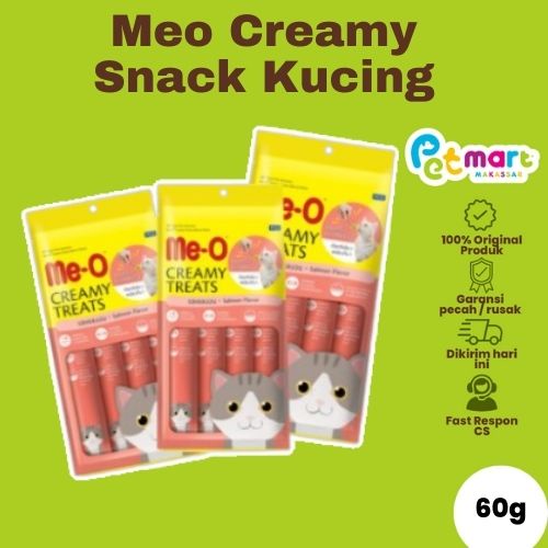 Meo Creamy Treats Salmon Flavor Cat Snack 60 gr contains 4 sticks ...
