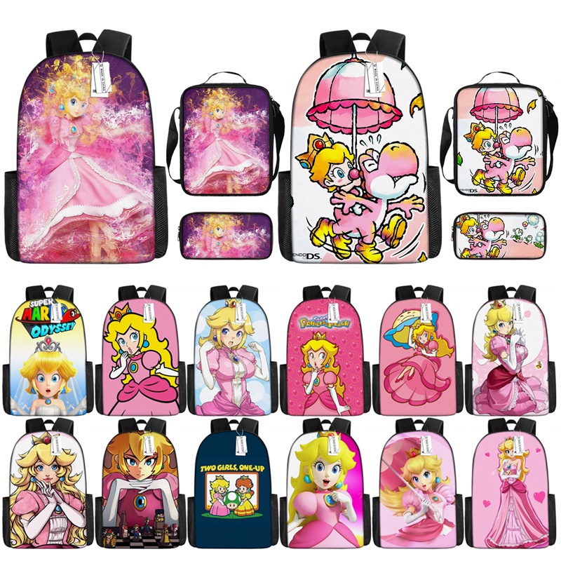 Super Mario Bros. Princess Toadstool Peach Backpack School Bag Peach ...