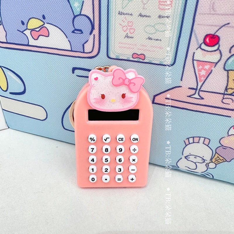 Cartoon Calculator Mini Keychain Kuromi Pocket Calculator Key Ring Tiny ...